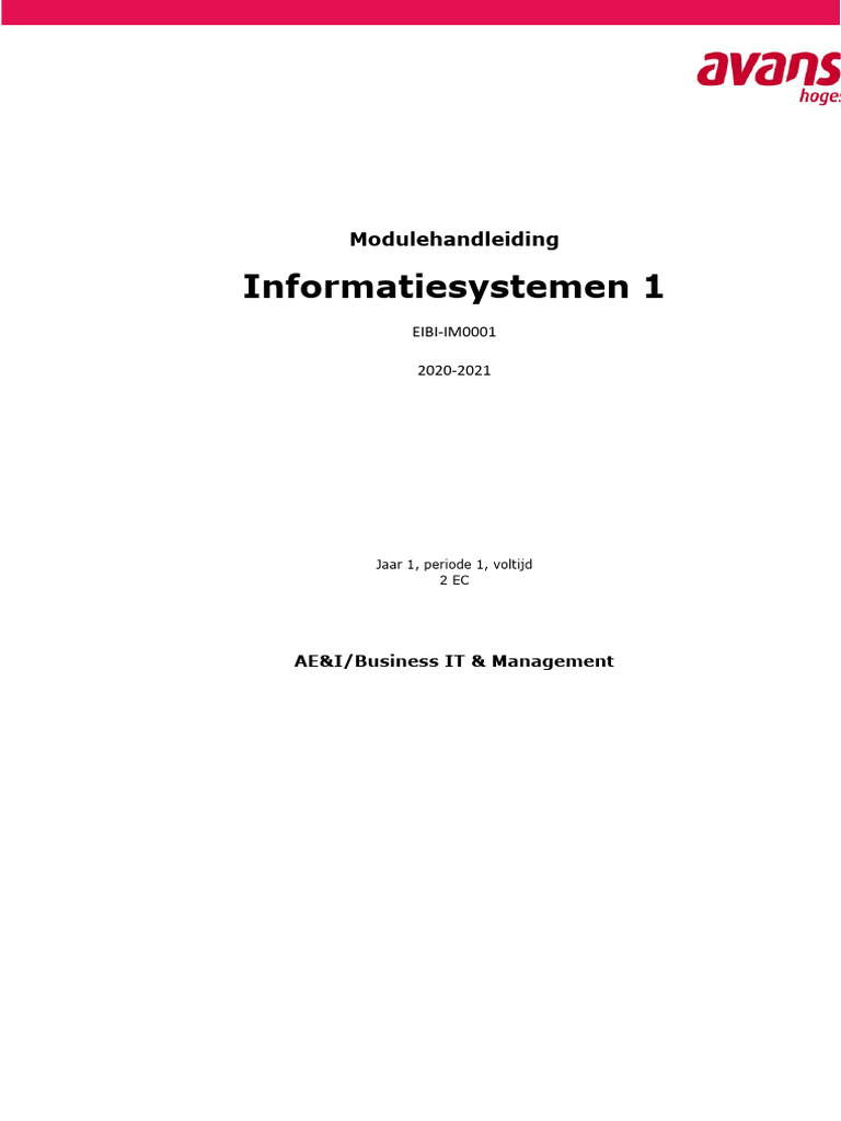 Modulewijzer informatiesystemen1 | PDF
