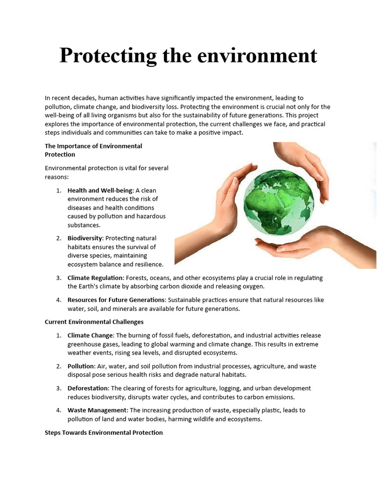 Essential Steps for Environmental Protection | PDF | Climate Change ...