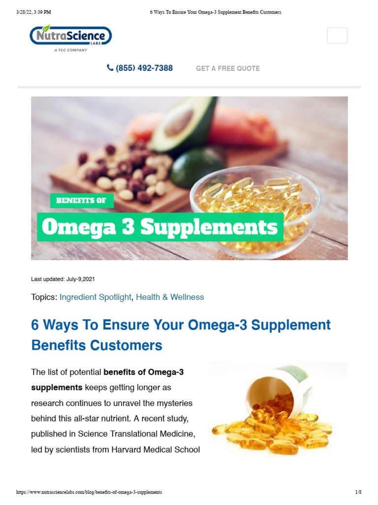 6 Ways To Ensure Your Omega-3 Supplement Benefits Customers | PDF ...