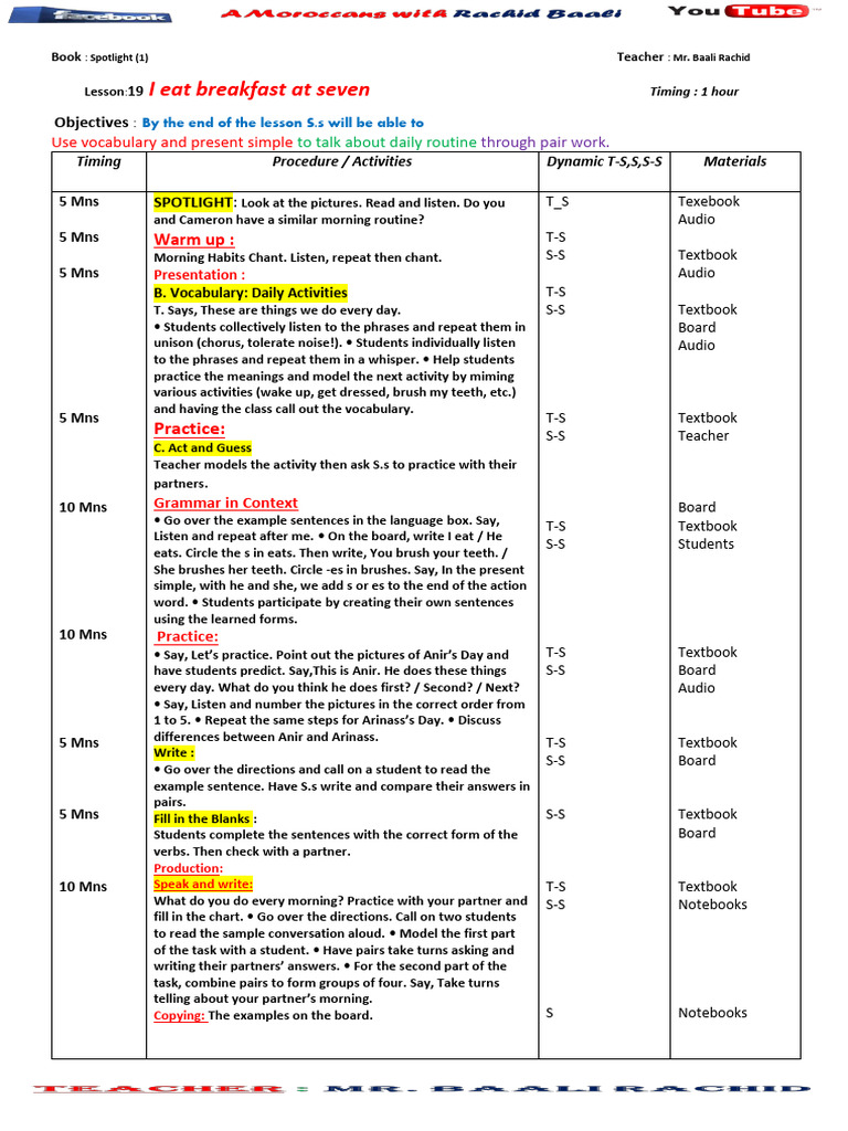 I Eat Breakfast at Seven: Warm Up | Download Free PDF | Language ...