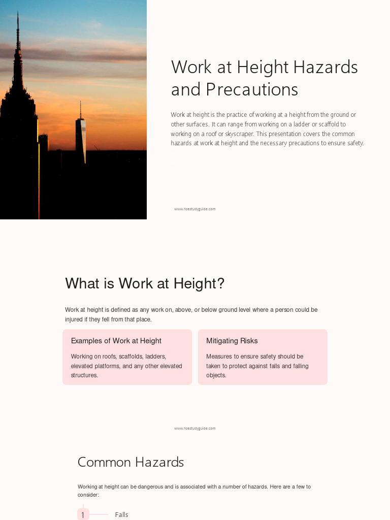 Work at Height Hazards and Precautions 1 | PDF | Safety | Occupational ...