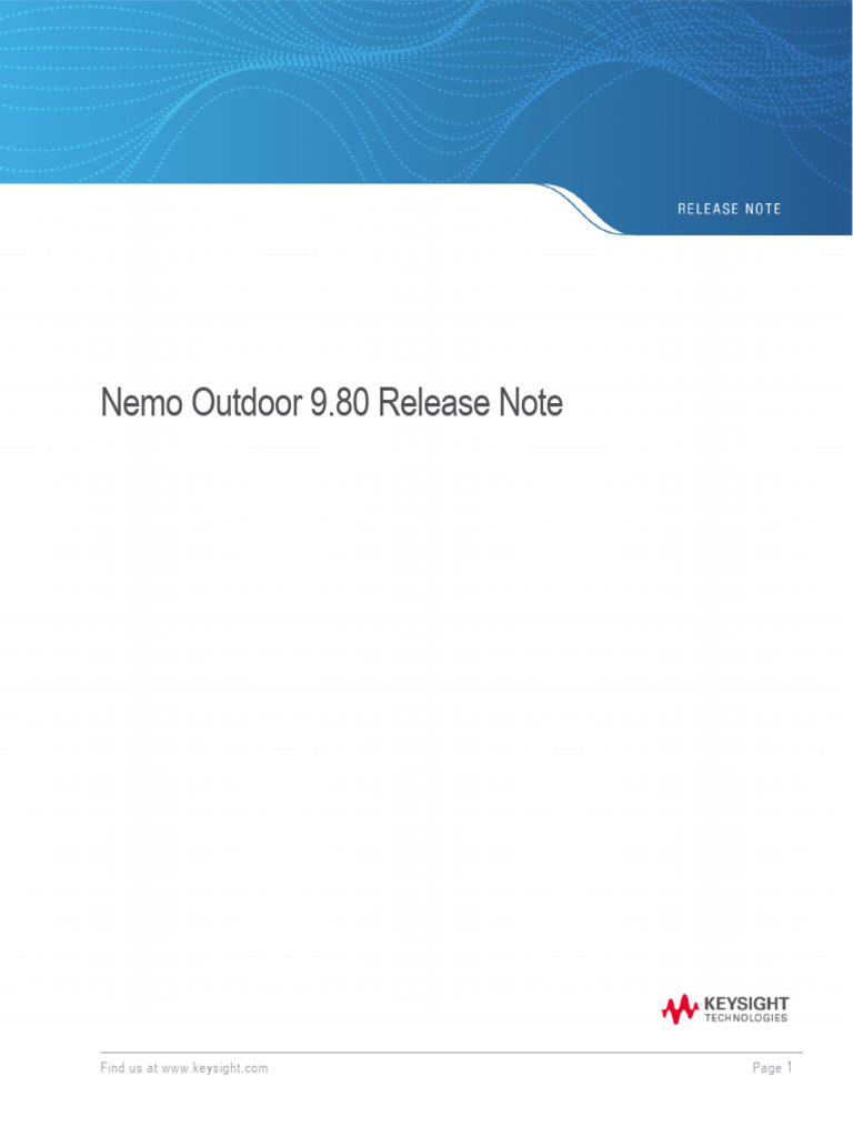 Nemo Outdoor 9.80 Release Note | PDF | Lte (Telecommunication) | Streaming Media
