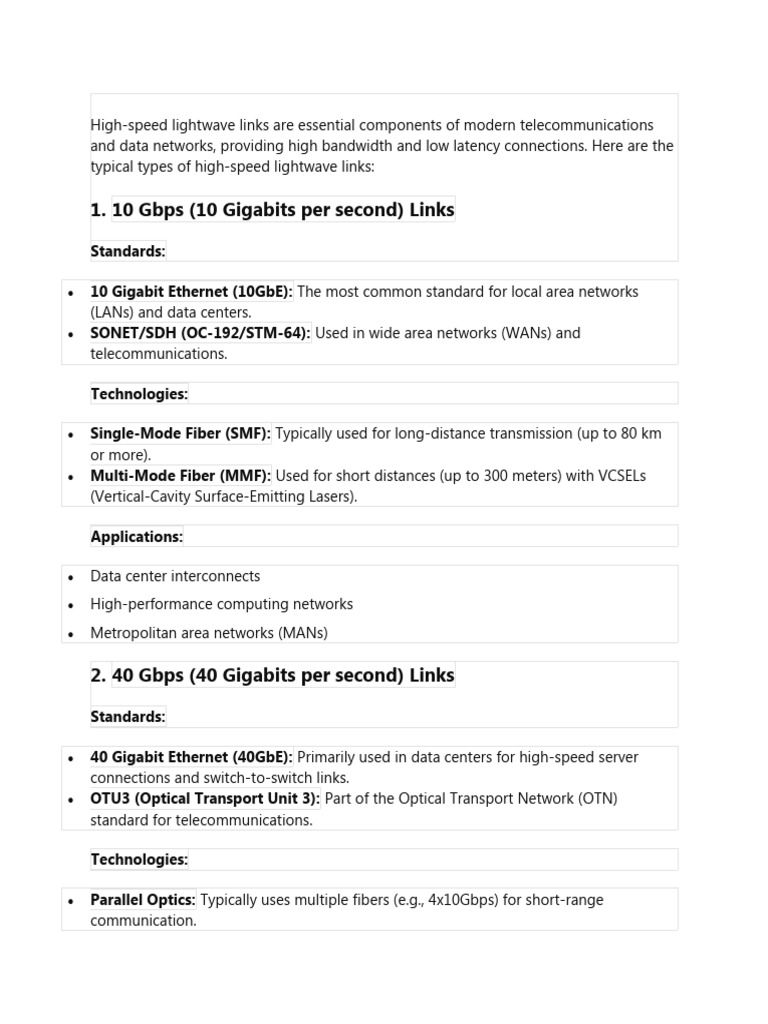 High Speed Optical Wave Links | PDF | Wavelength Division Multiplexing | Computer Network