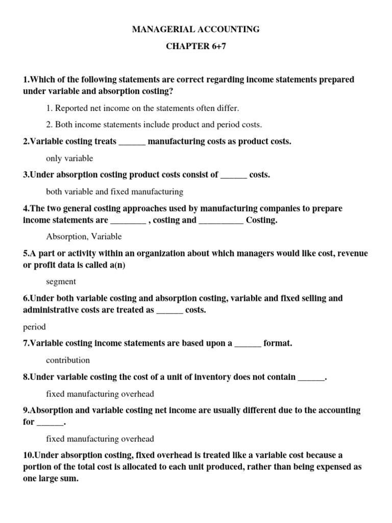 Managerial Accounting | PDF | Net Income | Income Statement