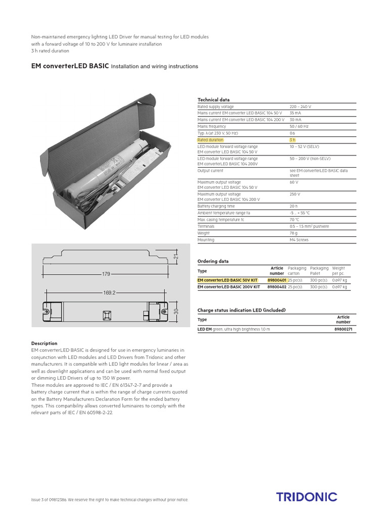 Tridonic EM - converterLED - BASIC - KIT - Instructions | Download Free PDF | Mains Electricity ...