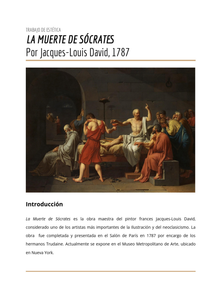 Analisis estetico de la Muerte de Socrates | PDF | Muerte | Sócrates