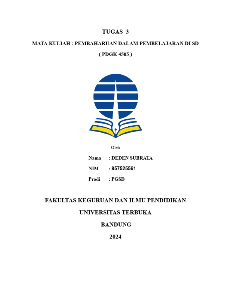 Tugas 3 Pembaharuan Dalam Pembelajaran Di SD | PDF