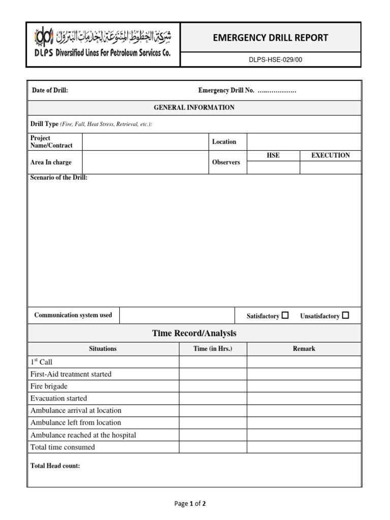 Emergency Drill Report Summary | PDF