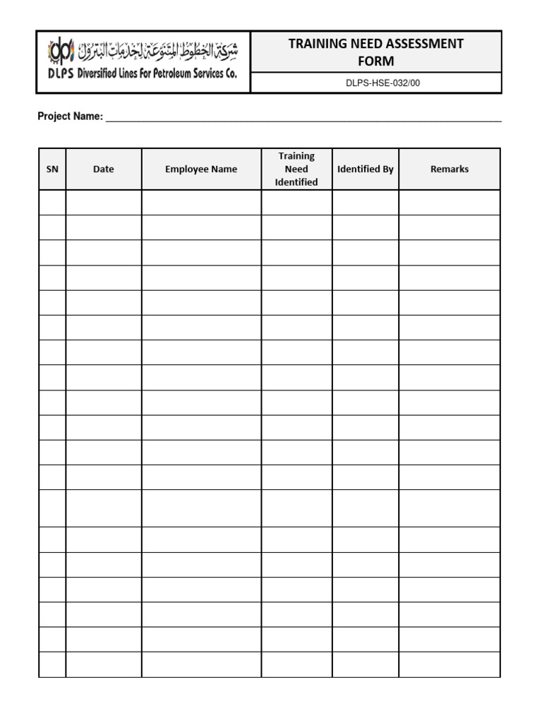 Training Need Assessment Form | PDF