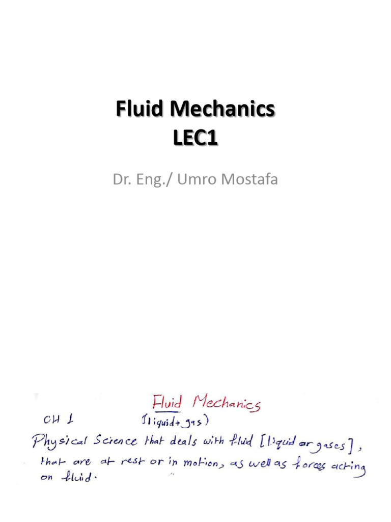 Fluid Mechanics All Lectures | PDF