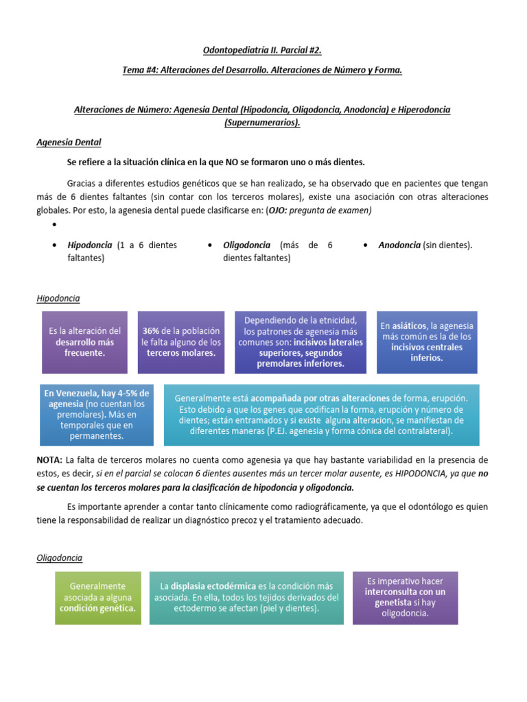 Tema 18.a. Alteraciones de Numero y Forma | PDF | Ortodoncia | Odontología