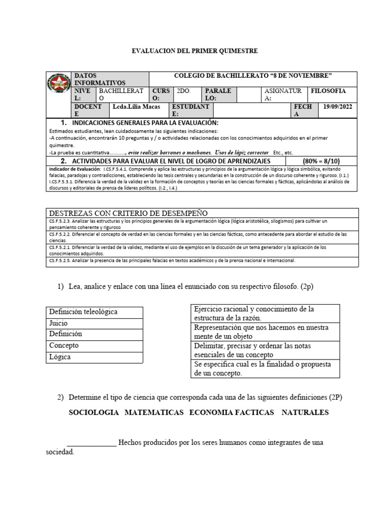 Nueva Prueba 2do | PDF | Conocimiento | Lógica