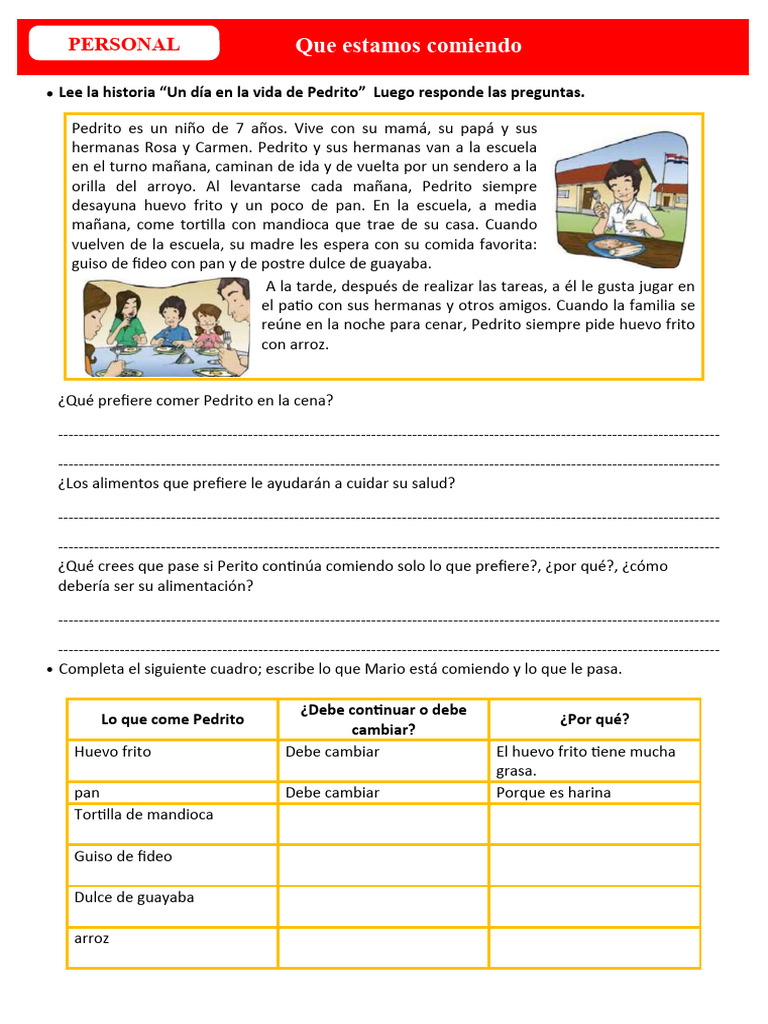 D1 A2 FICHA PS Que Estamos Comiendo | PDF | Alimentos | Legumbre