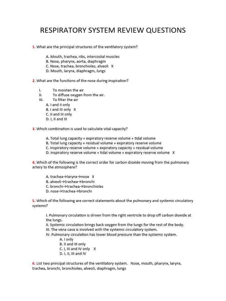 Topic 2.1-RESPIRATORY SYSTEM REVIEW QUESTIONS+answers | PDF ...