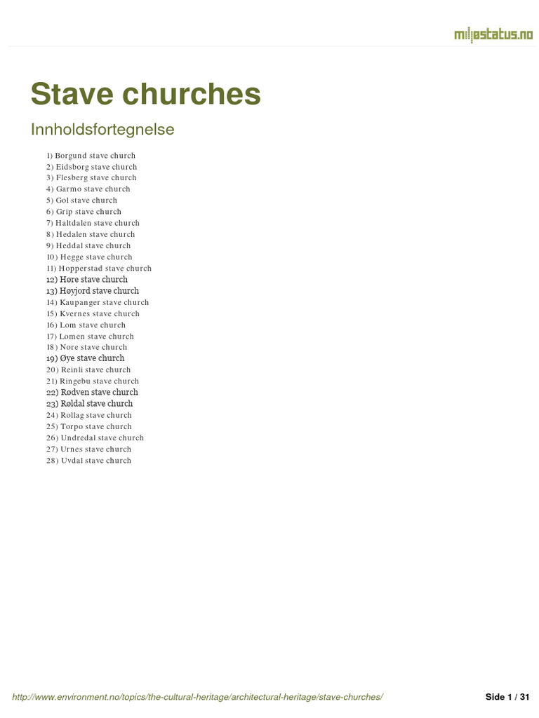 Stave Churches | PDF | Cultural Heritage