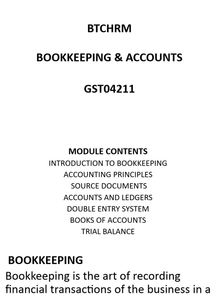 1.introduction To Bookkeeping | PDF | Bookkeeping | Credit