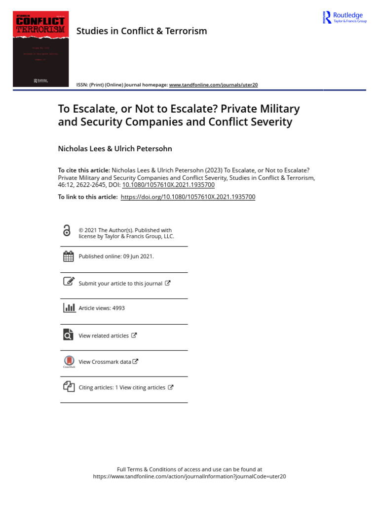 To Escalate or Not To Escalate Private Military and Security Companies ...