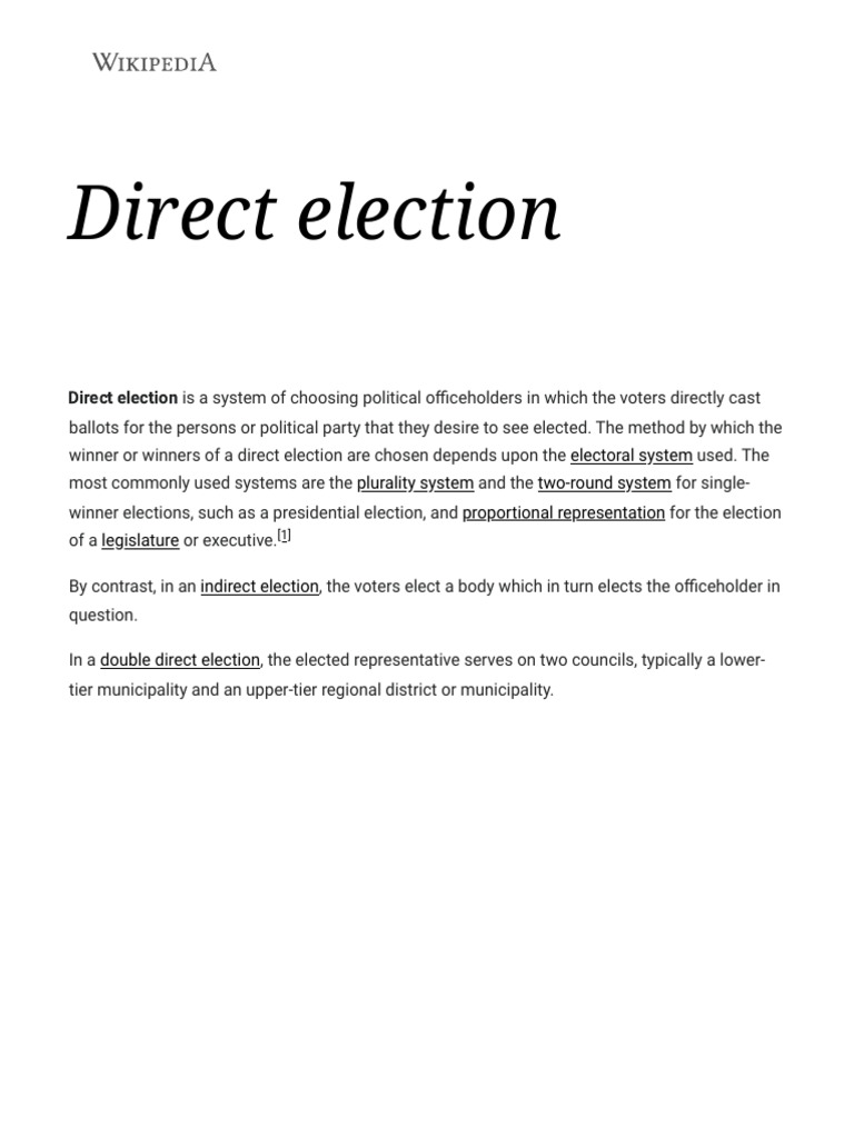 Direct election | PDF | Elections | Political Law