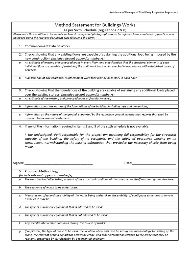 Method Statement For Building Works | PDF | Crane (Machine) | Safety