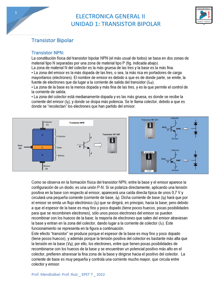 UNIDAD Nº1 - Polarización | PDF | Transistor de unión bipolar | Transistor