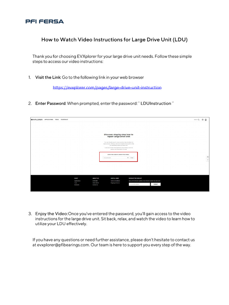 How To Watch Video Instructions For Large Drive Unit | PDF