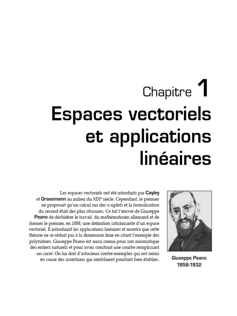 Espaces Vectoriels et Applications Linéaires | PDF | Espace vectoriel ...