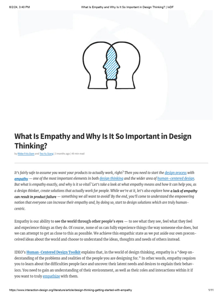 What Is Empathy and Why Is It So Important in Design Thinking - IxDF | Download Free PDF ...