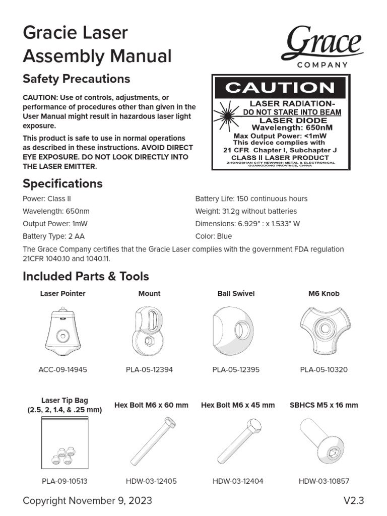 Gracie Laser Instructions v2 | PDF | Screw | Nut (Hardware)