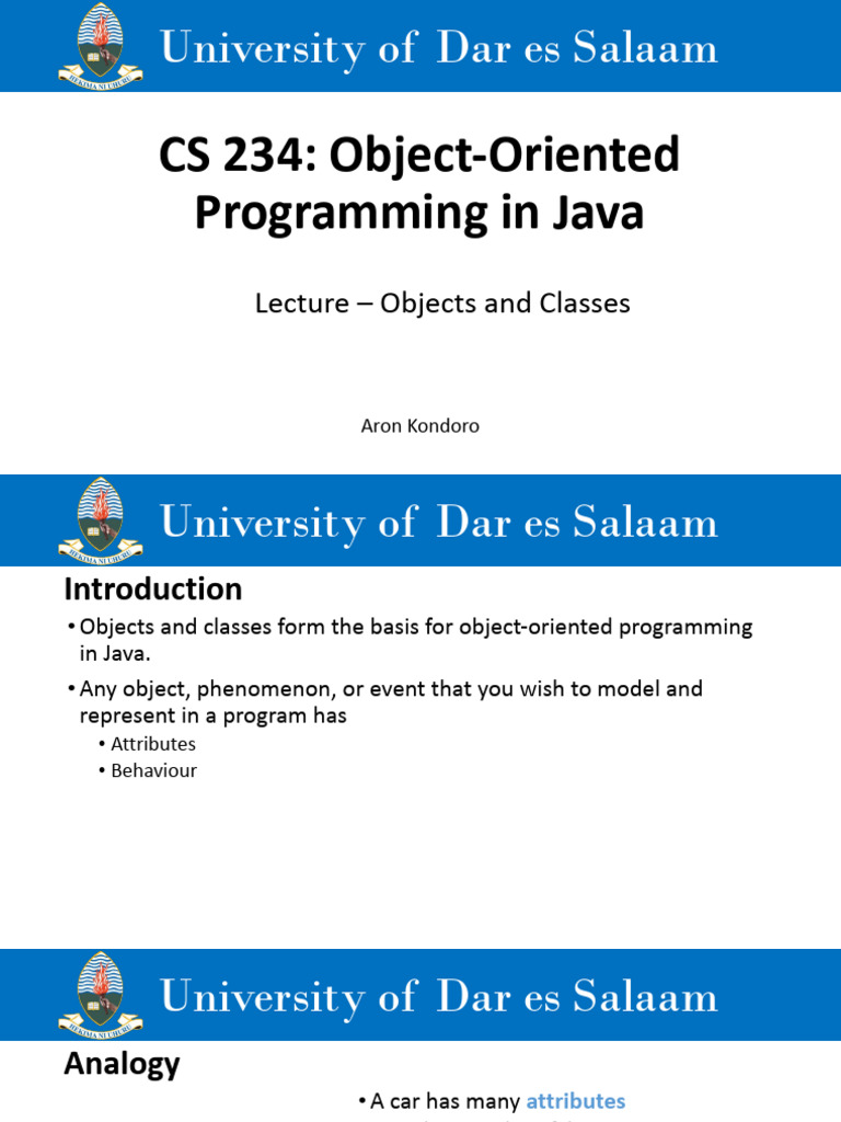 Lecture 4 - Objects and Classes | PDF | Constructor (Object Oriented Programming) | Programming