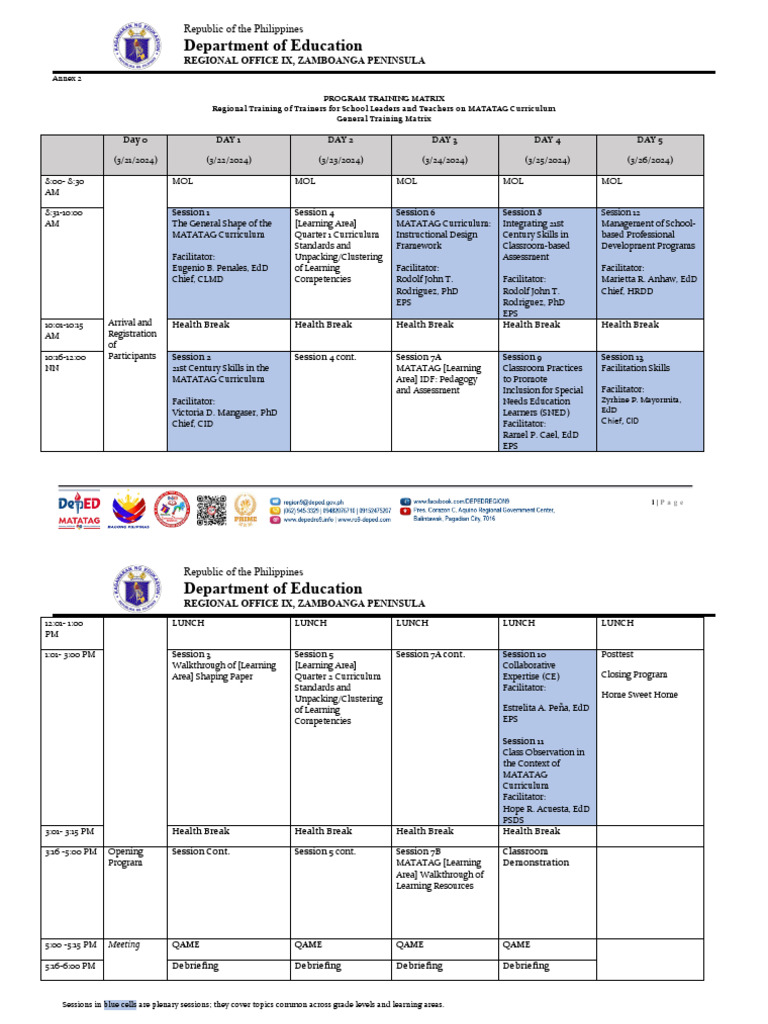 General Training Matrix | PDF | Liberal Arts Education | Pedagogy