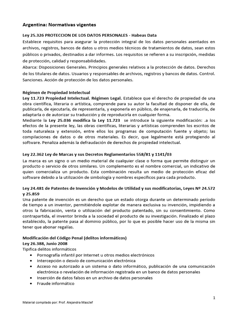 Argentina Normativas Vigentes | PDF | Cibercrimen | Patentar