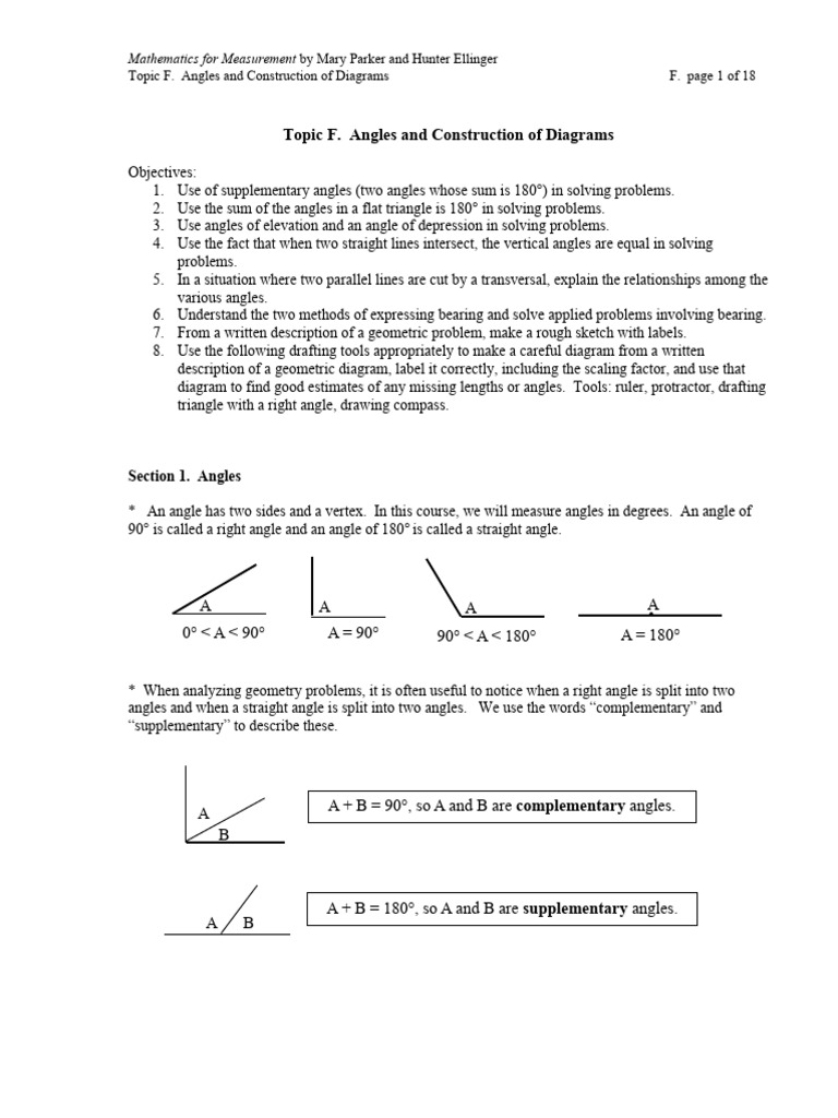 Topic F. Angles and Construction of Diagrams | PDF | Angle | Triangle
