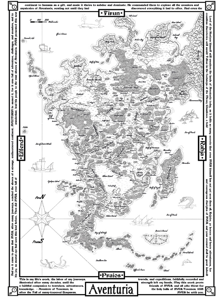 The+Dark+Eye+-+In+Game+of+map+of+Aventuria+BW | PDF