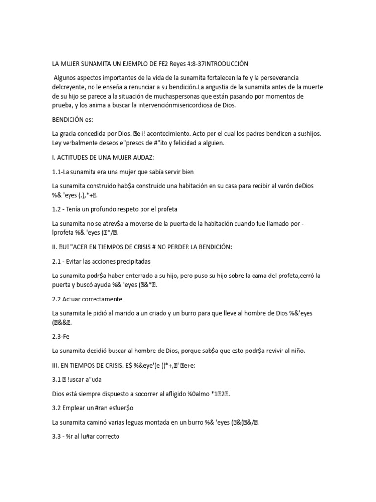La Mujer Sunamita Un Ejemplo de Fe2 Reyes 4 | PDF