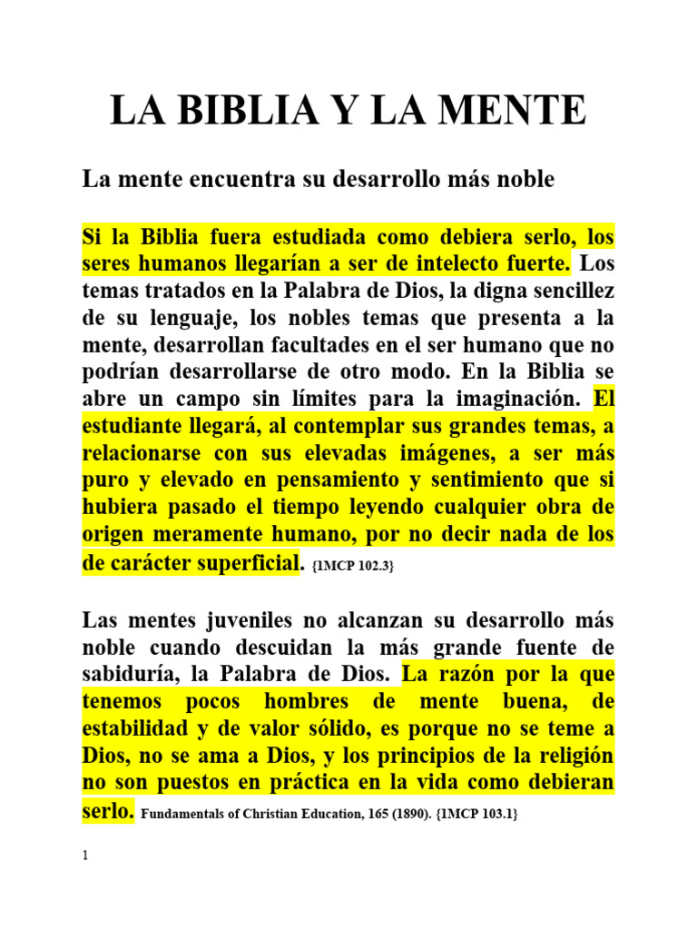 La Biblia y La Mente | PDF | Salvación | Dios
