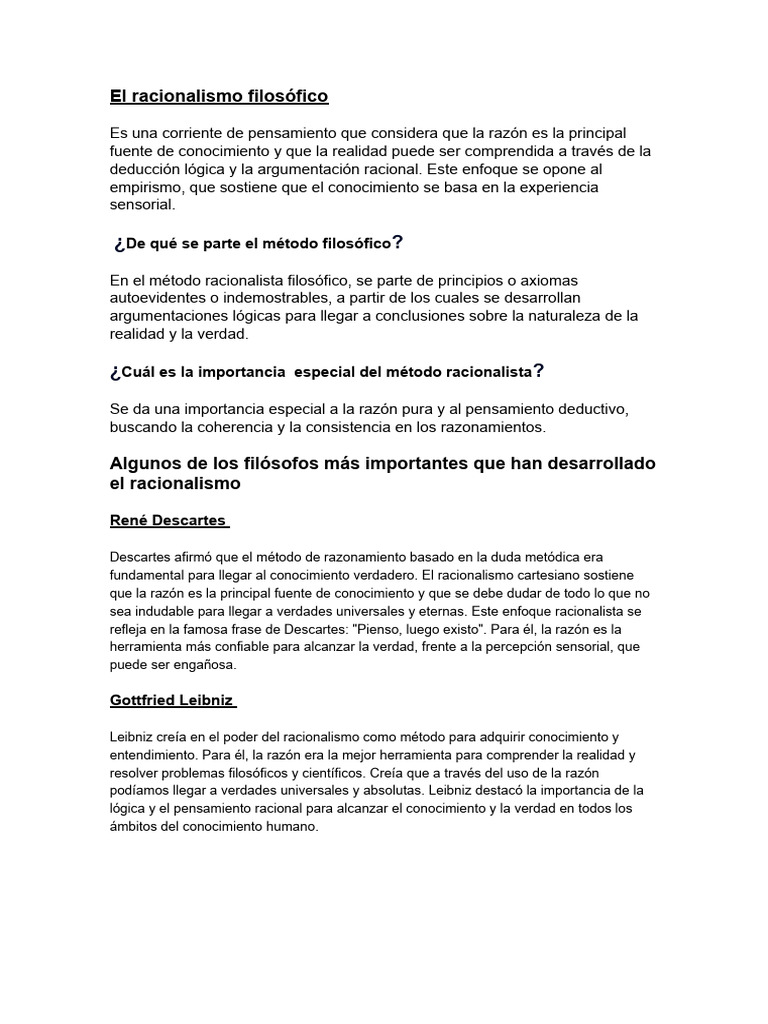 Metodo Filosofico | PDF | Racionalismo | Razón