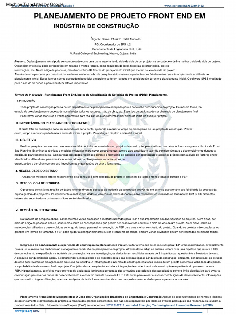 Front-End Project Planning in Constructi - Tradução | PDF ...