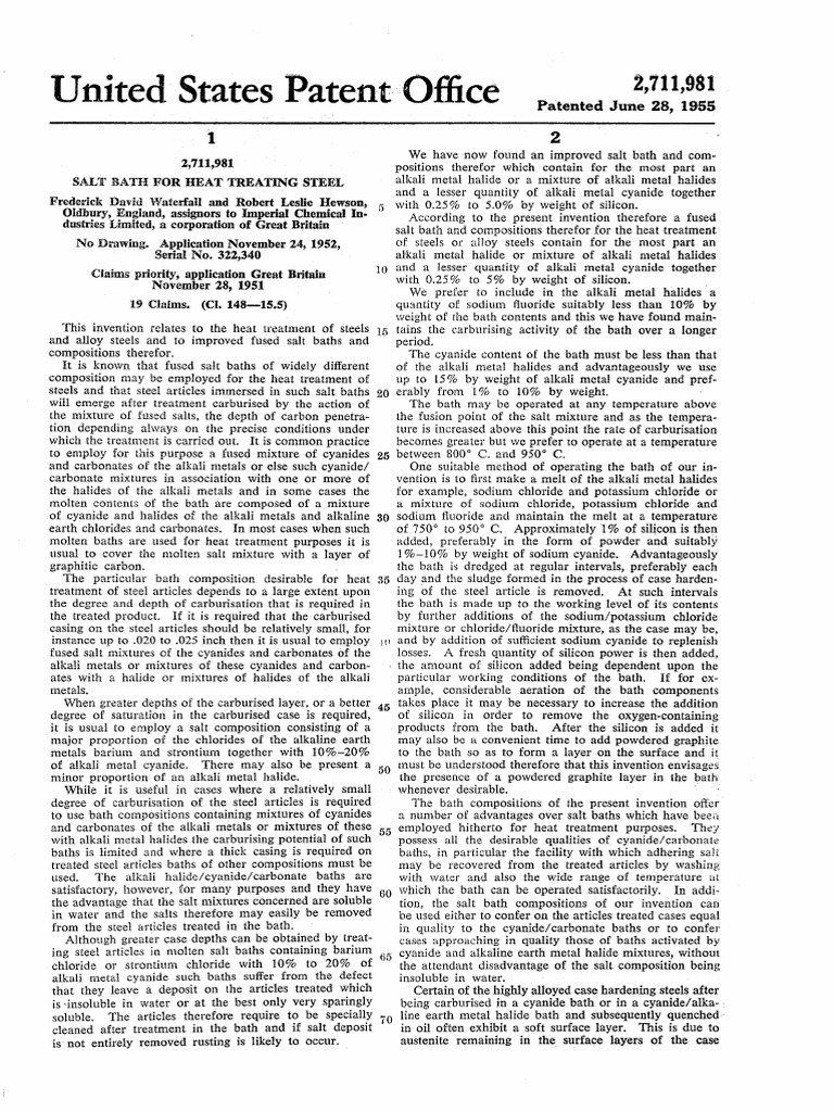 Improved Salt Bath for Steel Heat Treatment | PDF | Salt (Chemistry ...