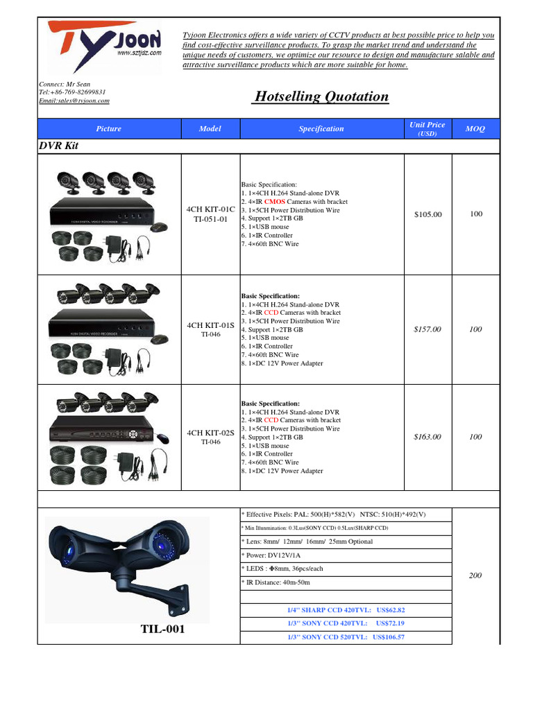 2011 Hotselling Quotation | PDF | Charge Coupled Device | Pixel