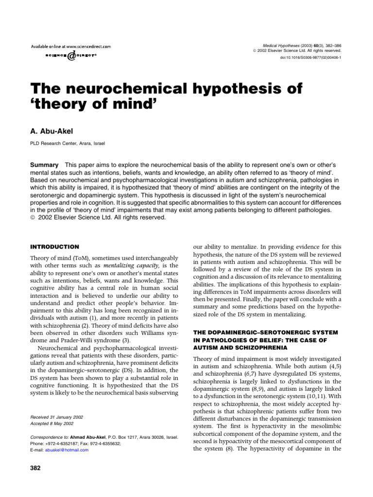 Neuro Chem Tom Me DL Hyp 2003 | PDF | Schizophrenia | Dopamine