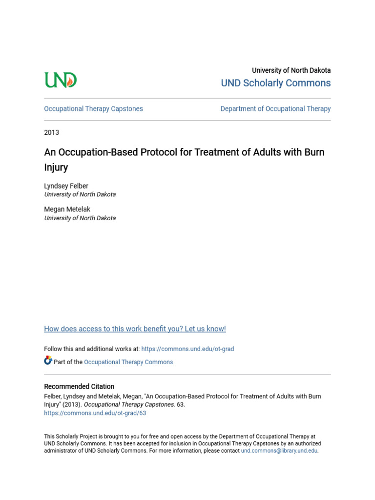 An Occupation-Based Protocol For Treatment of Adults With Burn in | PDF ...