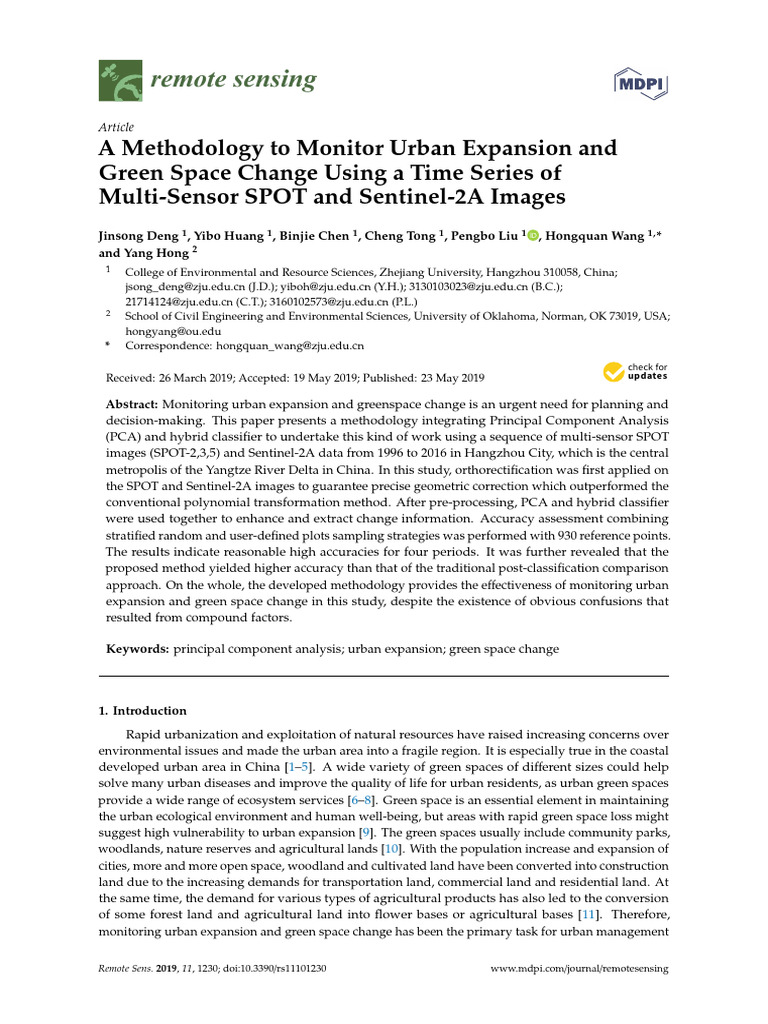 Remotesensing 11 01230 v2 | PDF | Remote Sensing | Principal Component ...