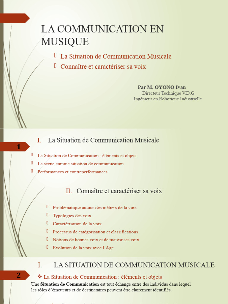 La Communication en Musique | PDF | la communication | Chant