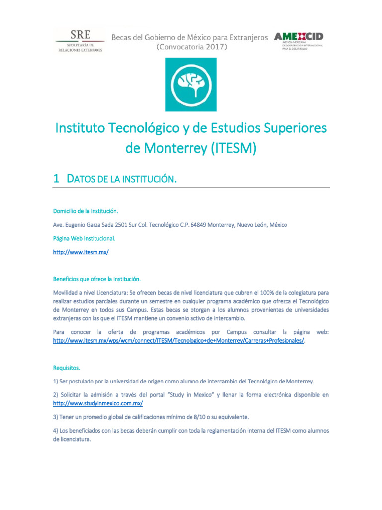 Instituto Tecnol Gico y de Estudios Superiores de Monterrey ITESM | PDF ...