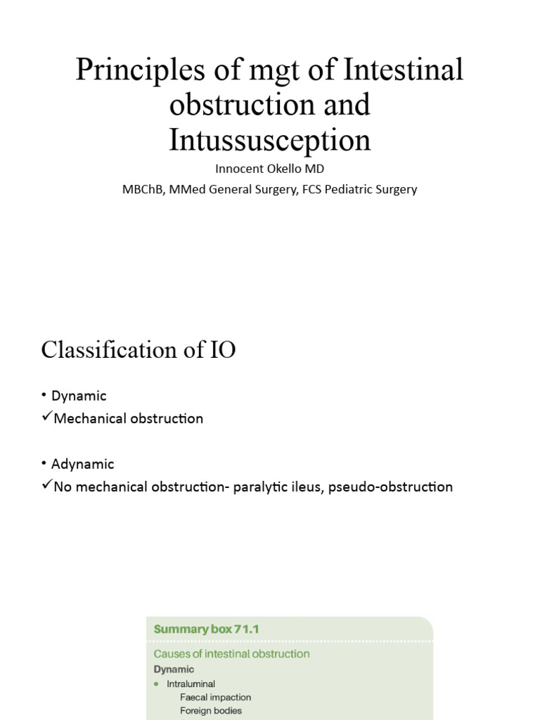 Intestinal Obstruction & Intussusception Guide | PDF | Digestive ...