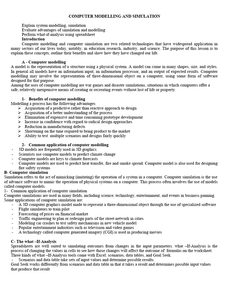 Computer Modelling And Simulation Pdf Simulation Computer Simulation 1846