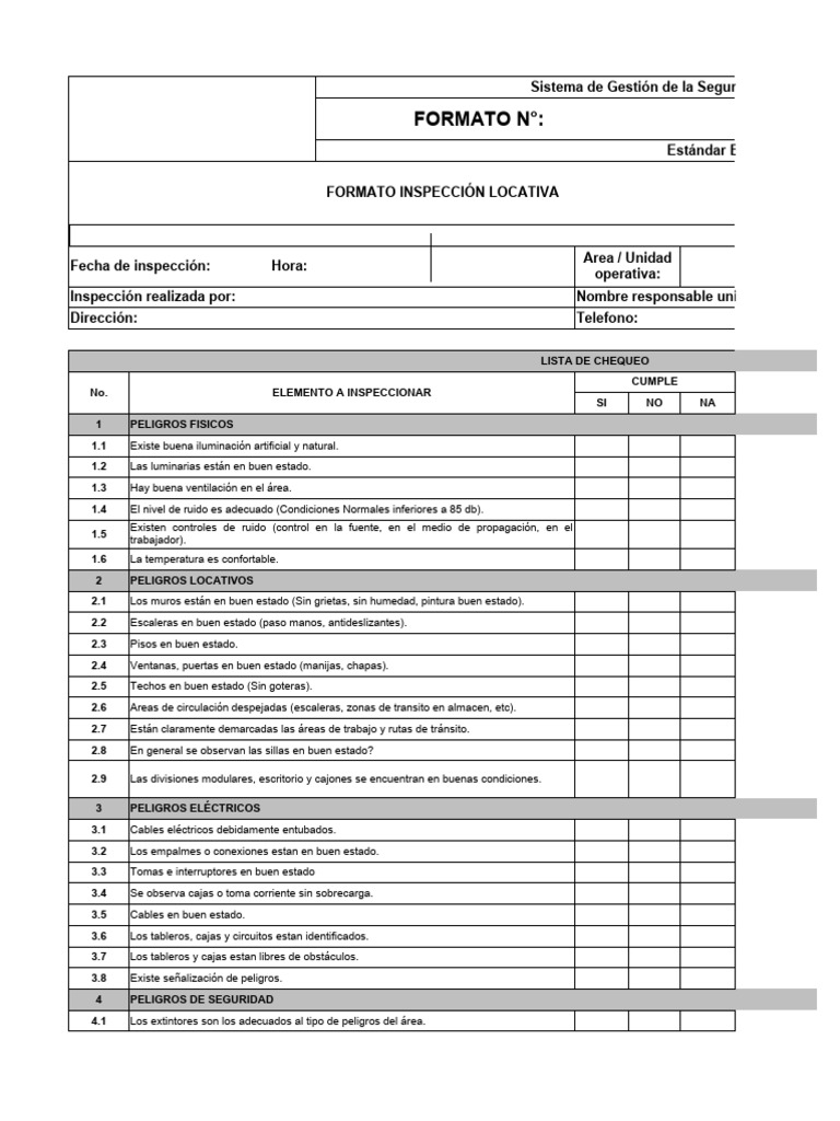 Formato de Inspeccion Locativa | Descargar gratis PDF | Higiene