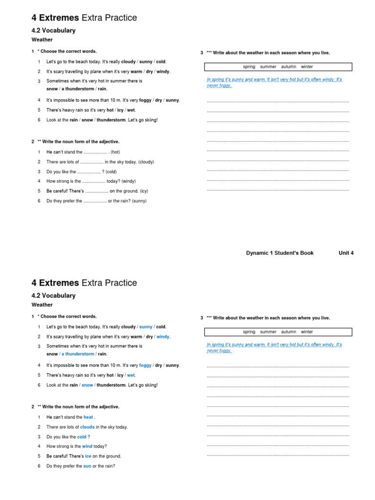 Weather Vocabulary Practice Exercises | PDF | Rain | Weather