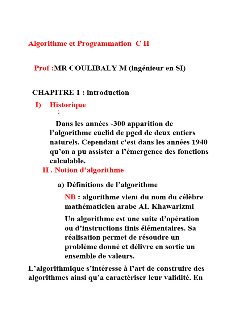 Algo C Ii | PDF | Langage de programmation | Programmation