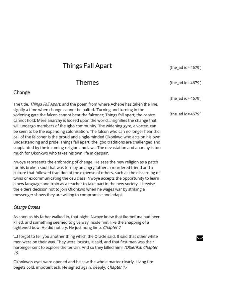 Things Fall Apart Themes With Qoutes | PDF
